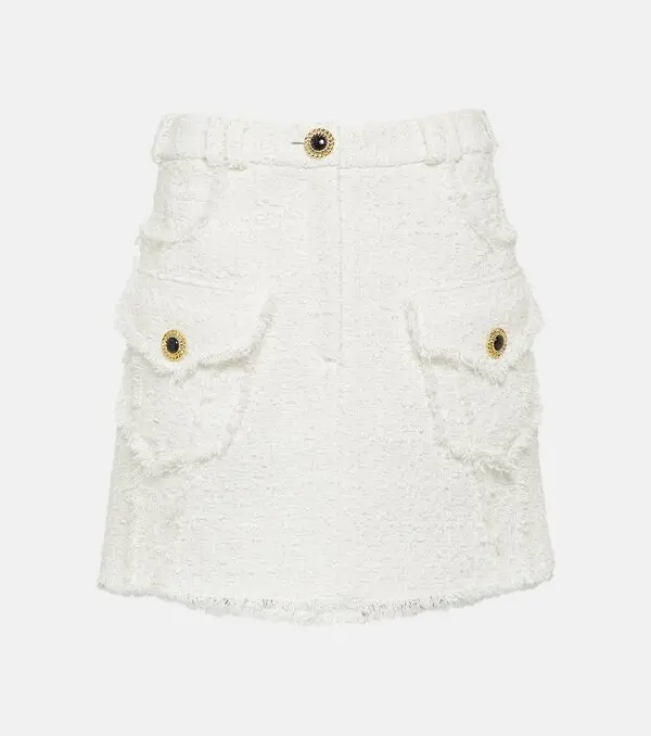 Balmain Tweed Mini Skirt - White