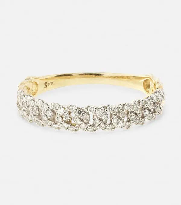 STONE AND STRAND Five 10kt Yellow Diamond Chain Ring