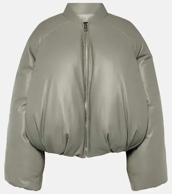Loewe Padded Leather Bomber Jacket - Grey | Editorialist