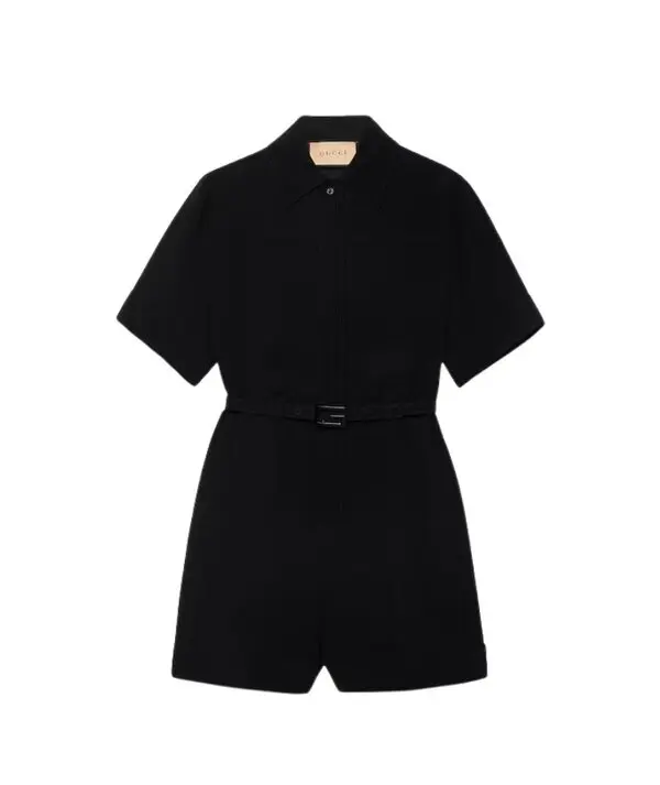 Gucci Viscose CrêPe Cady Short Jumpsuit Black Editorialist