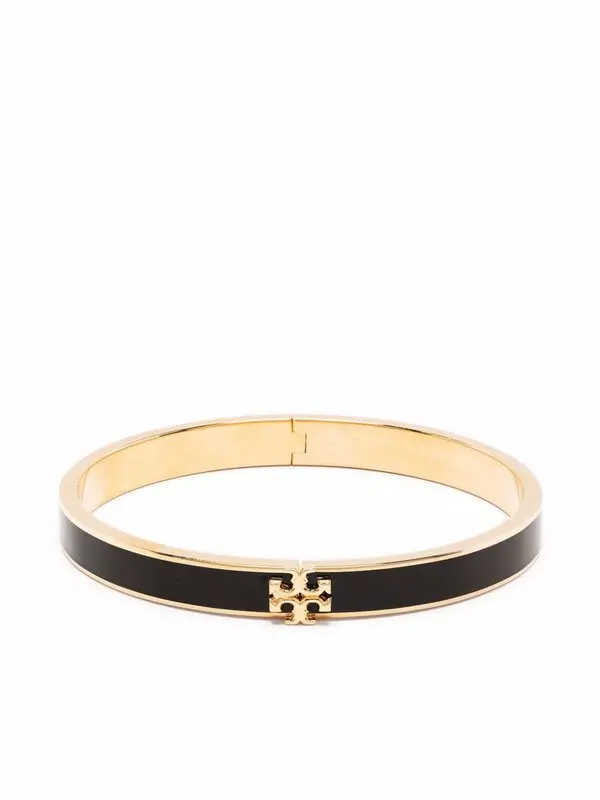 Tory Burch Goldtone Kira Enamelled Brass Bangle Bracelet Black