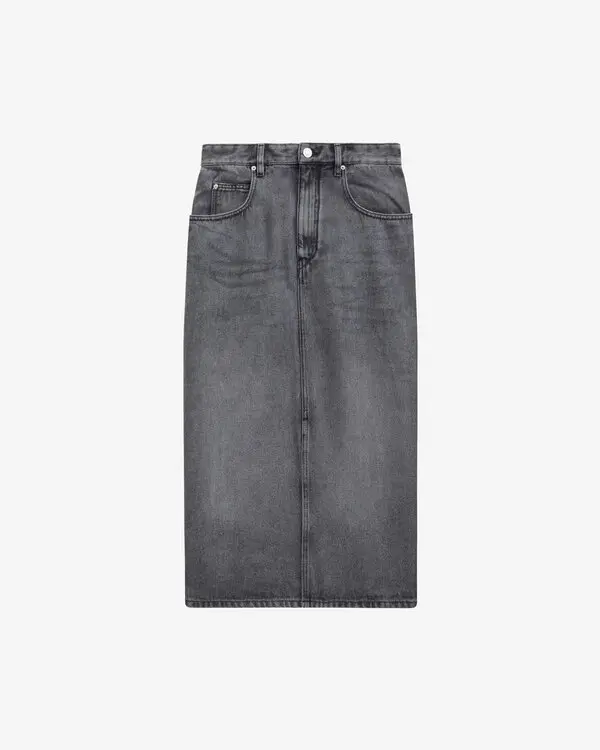 Isabel Marant Tilauria Midi Denim Skirt - Light Gray