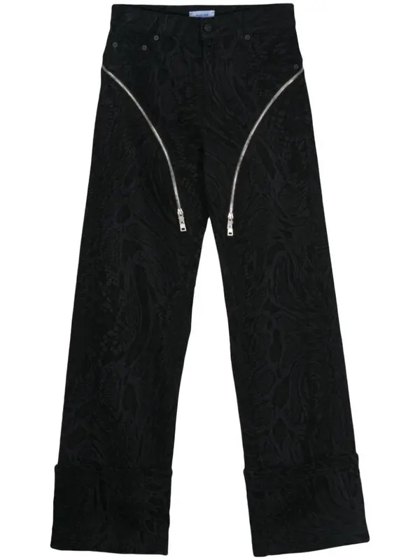 MUGLER Snake-print Straight Leg Jeans