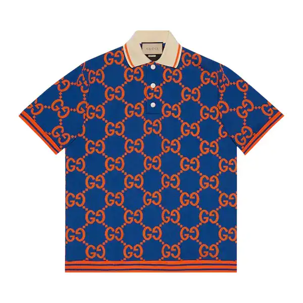 Gucci Gg Jacquard Polo T-Shirt - Blue | Editorialist