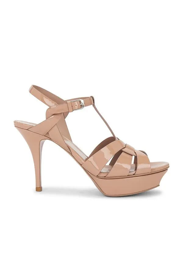 Saint Laurent Tribute Platform Sandal - Beige Rose