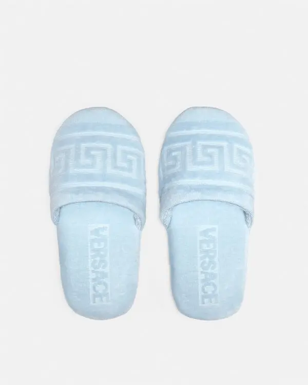 Versace Greca Slippers - Light Blue | Editorialist