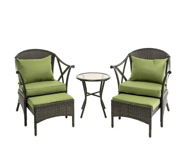 EVERGREEN Wicker Patio Furniture Set With Light Green Cushions