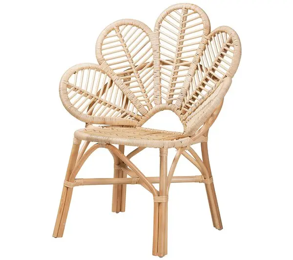 BAXTON STUDIO Bianca Natural Brown Rattan Flowe R Chair