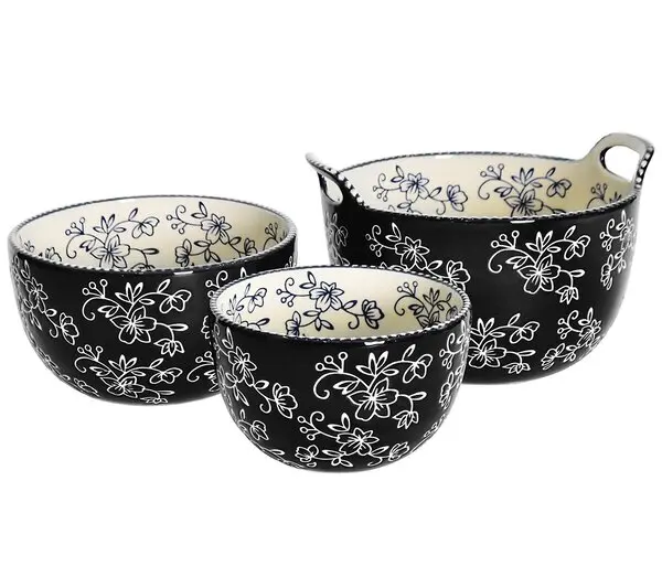 TEMP-TATIONS As Is Floral Lace Set Of 3 Nesting Bowls - One-color ...