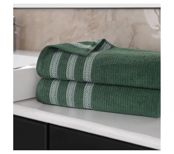 SUPERIOR 2pc Soft Zero Twist Cotton Ribbed Plus H Bath Sheets