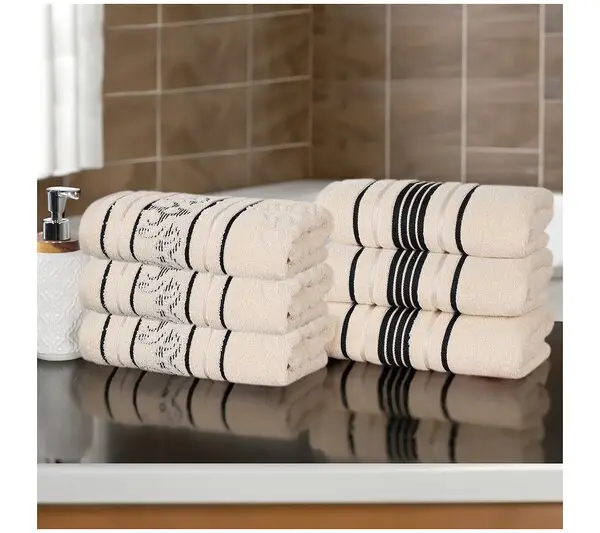 SUPERIOR 6pc Sadie Zero Twist Cotton Absorbent And Towel Set