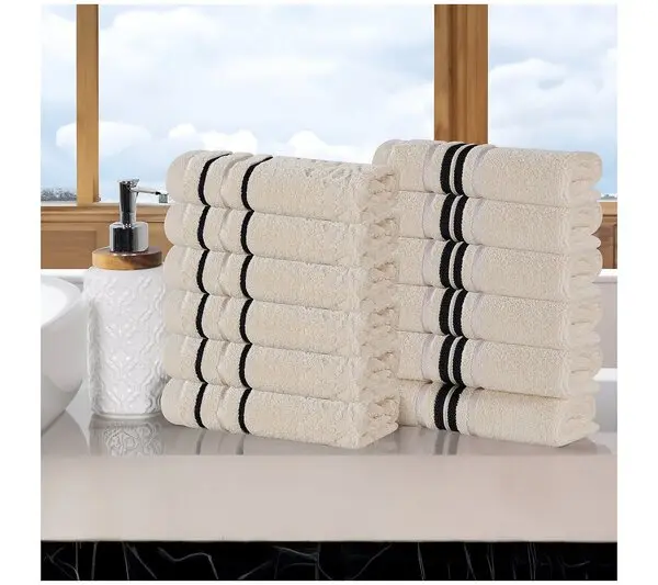 SUPERIOR 12pc Sadie Zero Twist Cotton Absorbent Face Towel Set