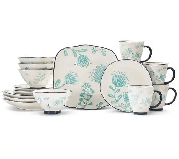 BAUM BROTHERS Baum Miranda Blue 16pc Dinnerware Set