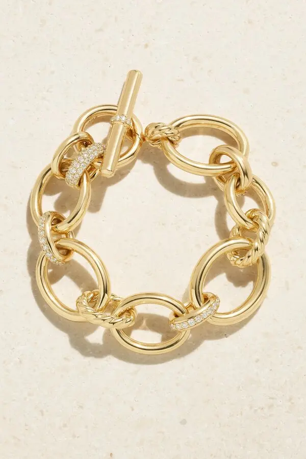David Yurman Mercer 18-karat Diamond Link Bracelet - Gold