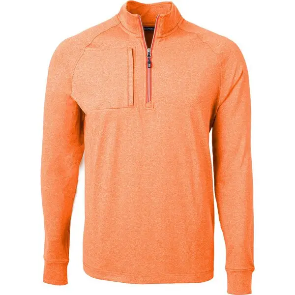 Cutter & Buck Adapt Heather Quarter Zip Pullover - College Orange Heather