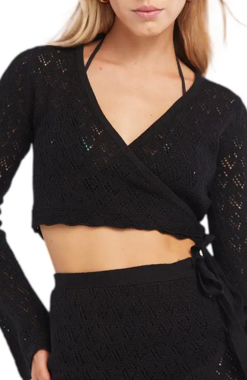 CAPITTANA Kaia Crochet Cover-up Sweater - Black