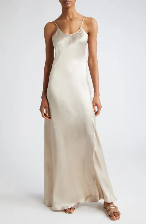 Eleventy Silk Charmeuse Slip Dress - Sand