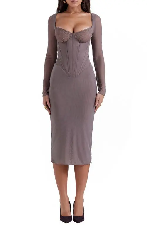 House Of Cb Safran Long Sleeve Midi Dress