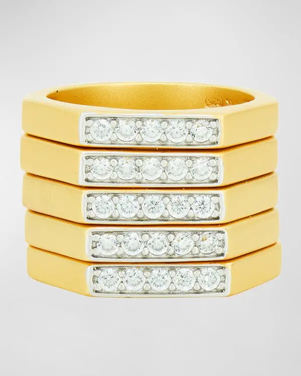 Freida Rothman Glistening Stack Rings Set Of 5 Gold And Silver