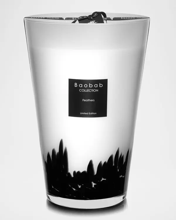 BAOBAB COLLECTION Max 35 Feathers Scented Candle - White/black