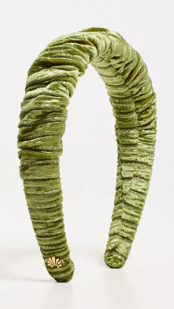 Lele Sadoughi Velvet Kelly Headband - Chartreuse | Editorialist display picture 2