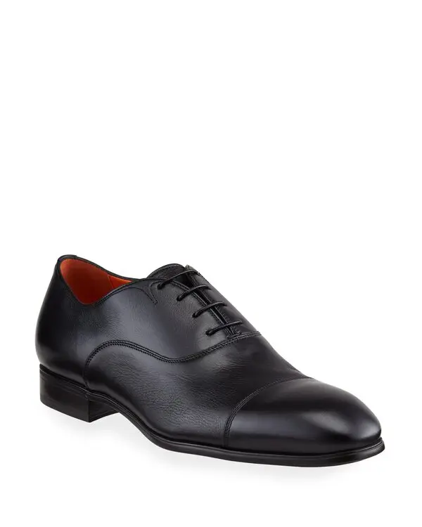 Santoni Salem Leather Lace-Up Loafers - Black | Editorialist display picture 2