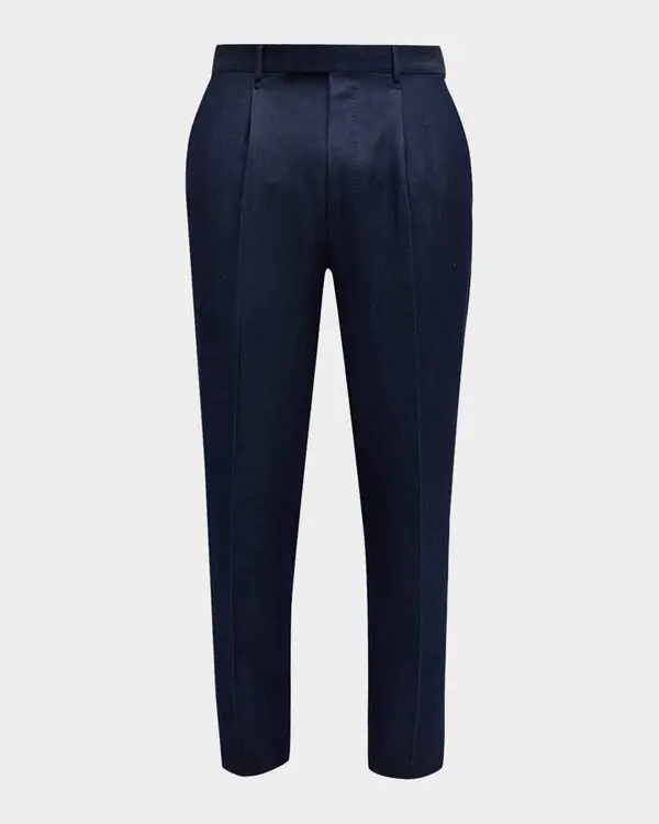 Zegna Pleated Wool-linen Pants