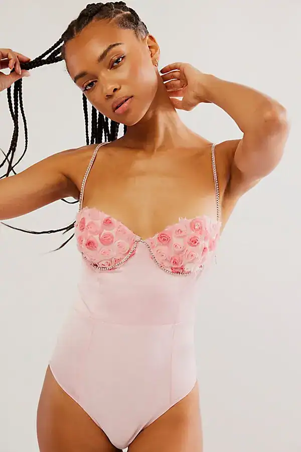 For Love & Lemons Skye Bodysuit In Pink - 59% Off | Editorialist