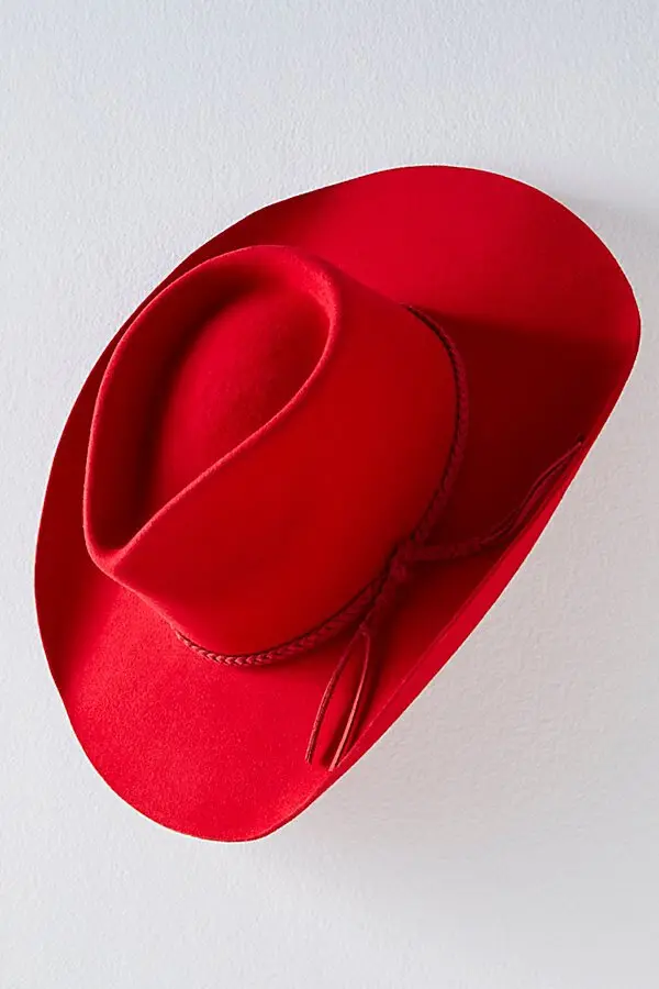 Free People Adelaide Felt Cowboy Hat Red Editorialist