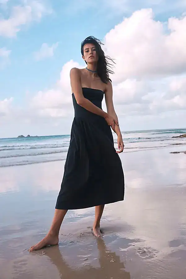 Free People Onda Tube Midi Dress - Black | Editorialist
