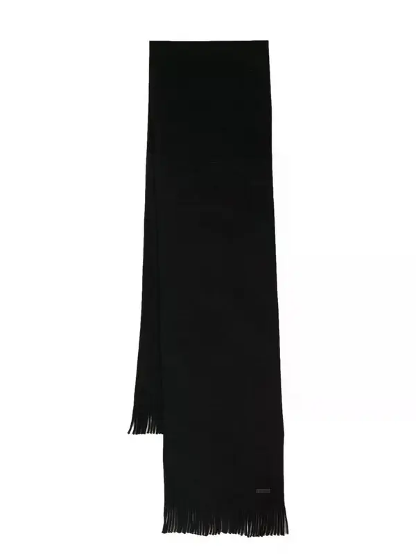 Hugo Boss Logo-patch Virgin Wool Scarf - Black