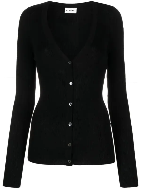 P.a.r.o.s.h V-neck Ribbed Cardigan - Black
