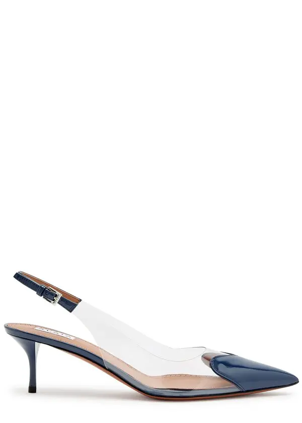 Alaïa Coeur 55 Patent Leather Slingback Pumps - Navy