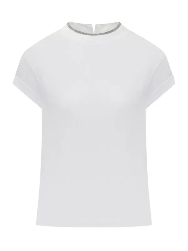 Brunello Cucinelli Monile Jersey Top - White