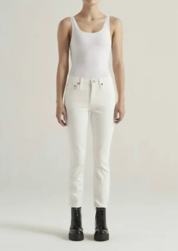 Buy Edwin Bree Mid Rise Straight Crop Jean In Optic - White At 36% Off ...