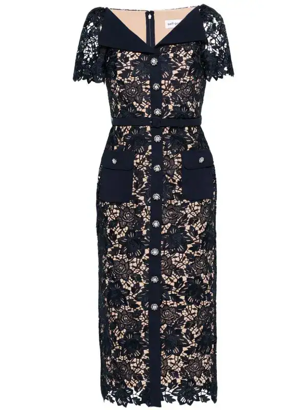 chinese dress ladies Self-Portrait - Pink Guipure Lace Midi Dress main image 0
