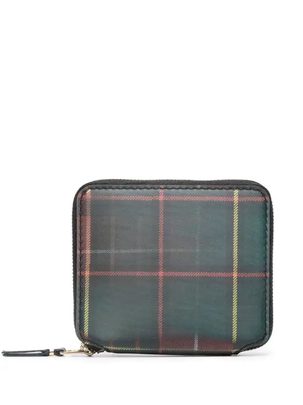 Comme Des Garçons Lenticular-effect Tartan Wallet - Green