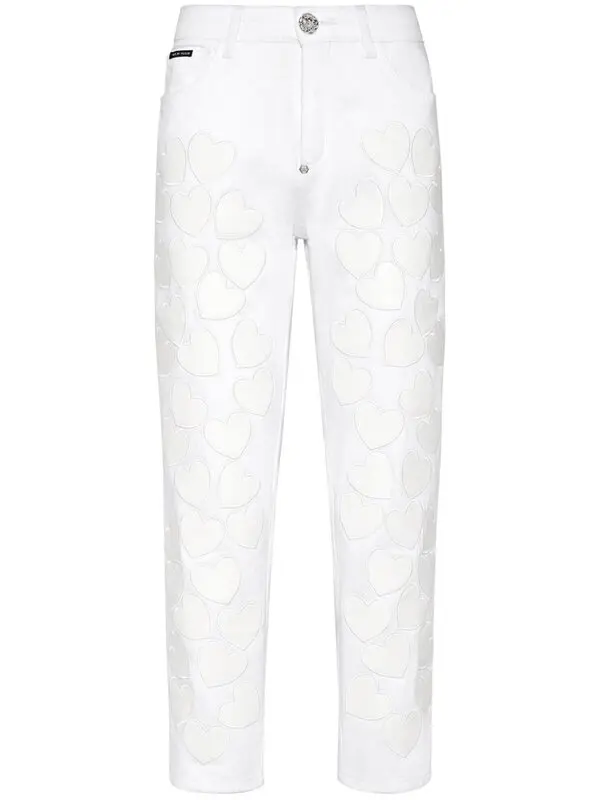 Philipp Plein Heart-patches Cropped Jeans