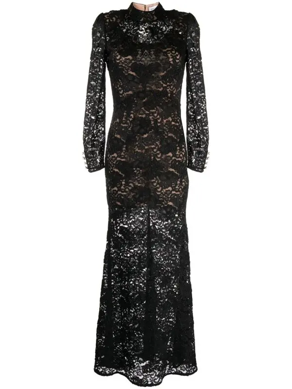 Self-Portrait Floral Lace Maxi Dress In Black - 23% Off | Editorialist