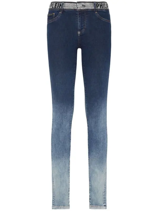 Philipp Plein Rhinestone-embellished Gradient Jeans - Blue
