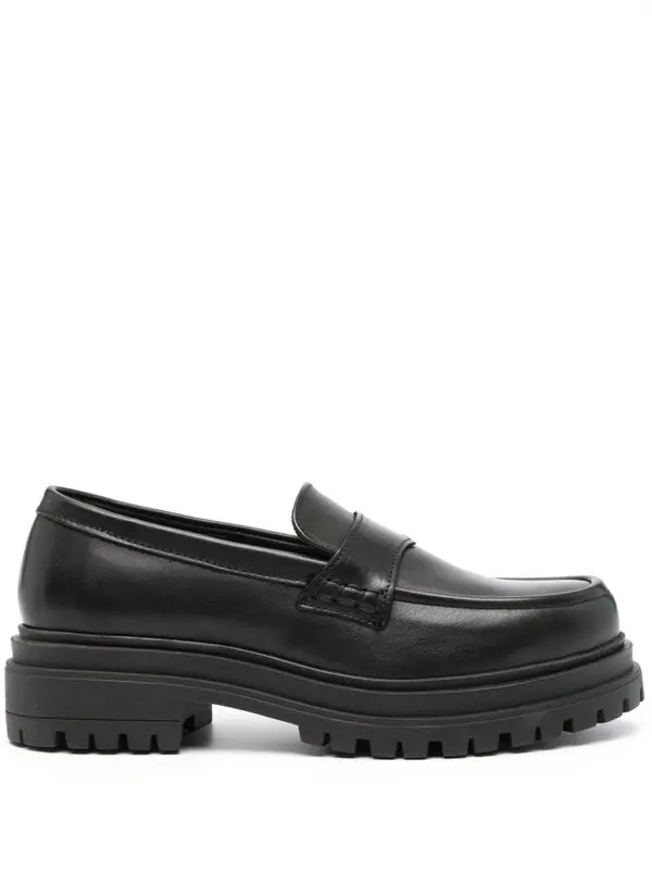 ALOHAS Obsidian Leather Loafers