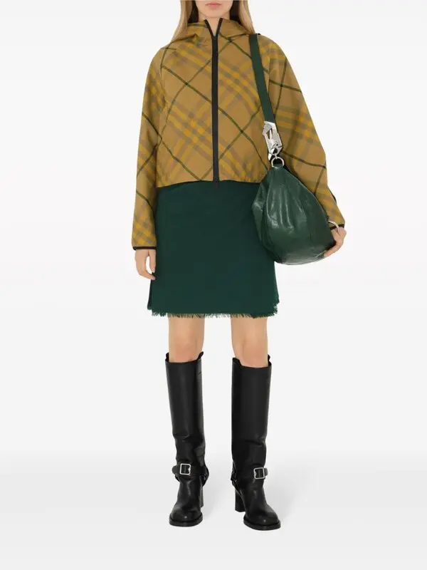 Burberry Frayed-edge Wool Pleated Skirt - Green