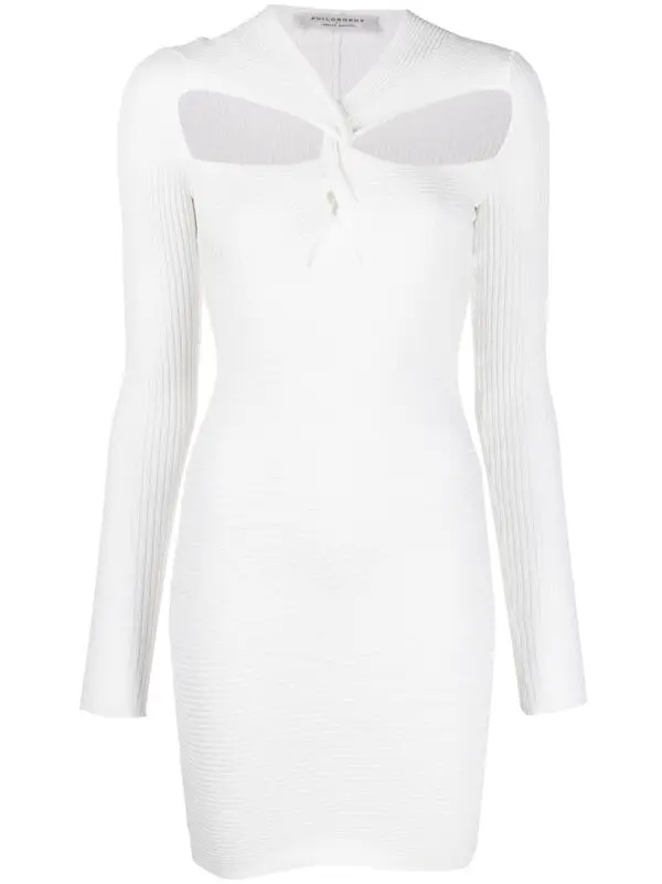 Philosophy Di Lorenzo Serafini Cut-out Ribbed Mini Dress - White