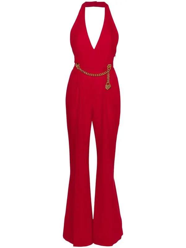 Moschino Padlock-detail Halterneck Jumpsuit - Red