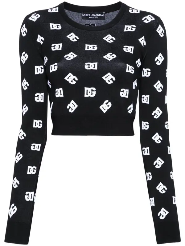 Dolce & Gabbana Dg-logo Jacquard Sweater - Black