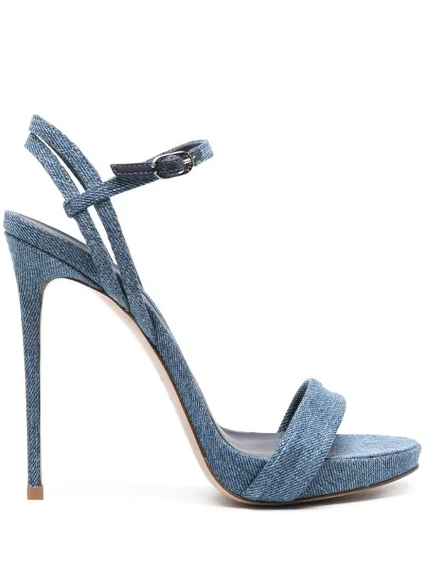 LE SILLA Gwen 120mm Denim Sandals - Blue