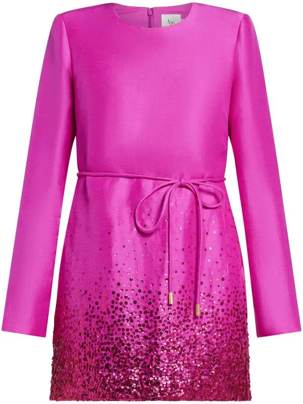 Aje Reflection Linen-Blend Minidress - Pink | Editorialist