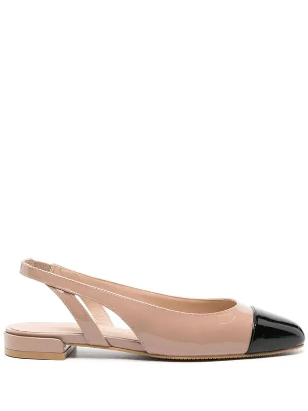 STUART WEITZMAN Sleek Slingback Leather Ballerina Shoes - Black