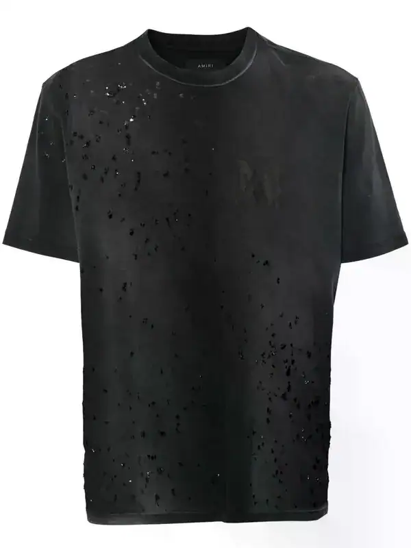 Amiri Shotgun Logo-Print Distressed T-Shirt - Black - 18% Off
