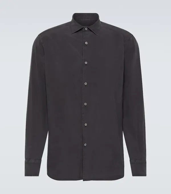 Zegna Silk Oxford Shirt Blue Editorialist